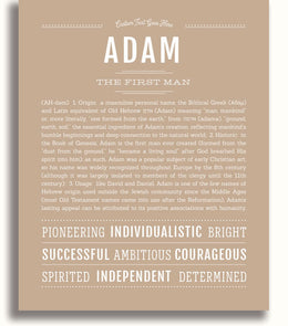 Adam Personalized Name Meaning Art Prints – Name Stories