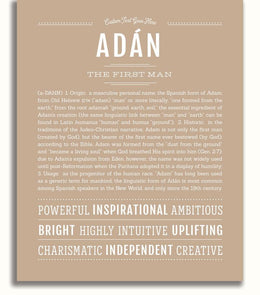 Adan Personalized Name Meaning Art Prints – Name Stories