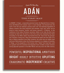 Adan Personalized Name Meaning Art Prints – Name Stories