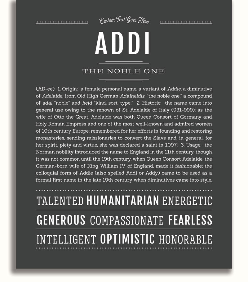 Addi Personalized Name Meaning Art Prints – Name Stories