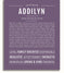 Addilyn Personalized Name Meaning Art Prints – Name Stories