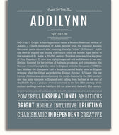 Addilynn Personalized Name Meaning Art Prints – Name Stories