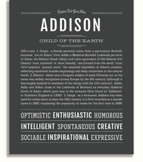 Addison Personalized Name Meaning Art Prints – Name Stories