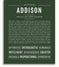 Addison Personalized Name Meaning Art Prints – Name Stories
