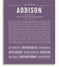 Addison Personalized Name Meaning Art Prints – Name Stories