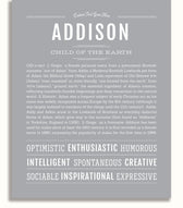 Addison Personalized Name Meaning Art Prints – Name Stories
