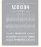 Addison Personalized Name Meaning Art Prints – Name Stories