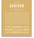 Addison Personalized Name Meaning Art Prints – Name Stories