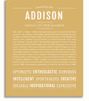 Addison Personalized Name Meaning Art Prints – Name Stories