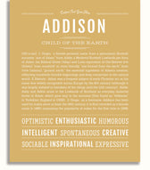 Addison Personalized Name Meaning Art Prints – Name Stories