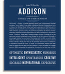 Addison Personalized Name Meaning Art Prints – Name Stories