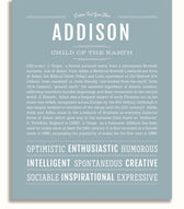 Addison Personalized Name Meaning Art Prints – Name Stories