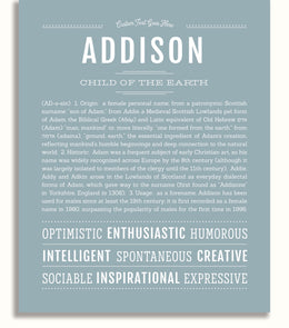 Addison Personalized Name Meaning Art Prints – Name Stories
