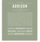 Addison Personalized Name Meaning Art Prints – Name Stories