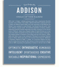 Addison Personalized Name Meaning Art Prints – Name Stories