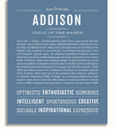 Addison Personalized Name Meaning Art Prints – Name Stories