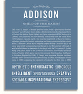 Addison Personalized Name Meaning Art Prints – Name Stories