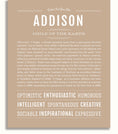 Addison Personalized Name Meaning Art Prints – Name Stories