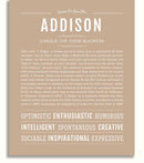 Addison Personalized Name Meaning Art Prints – Name Stories