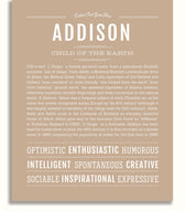 Addison Personalized Name Meaning Art Prints – Name Stories
