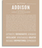 Addison Personalized Name Meaning Art Prints – Name Stories