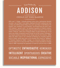 Addison Personalized Name Meaning Art Prints – Name Stories