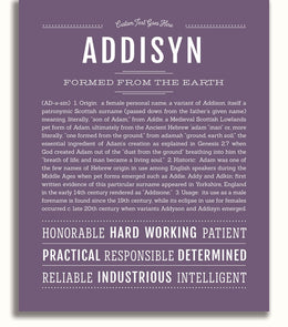 Addisyn | Name Art Print – Name Stories