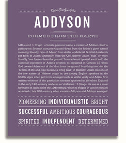 Addyson | Name Art Print – Name Stories