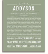 Addyson Personalized Name Meaning Art Prints – Name Stories