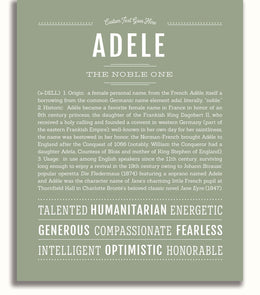 Adele Personalized Name Meaning Art Prints – Name Stories