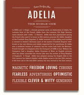 Adelia Personalized Name Meaning Art Prints – Name Stories
