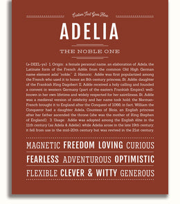 Adelia Personalized Name Meaning Art Prints – Name Stories