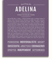 Adelina Personalized Name Meaning Art Prints Name Stories