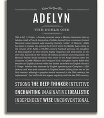 Adelyn Personalized Name Meaning Art Prints – Name Stories