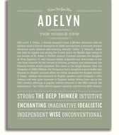 Adelyn Personalized Name Meaning Art Prints – Name Stories
