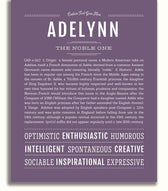 Adelynn Personalized Name Meaning Art Prints – Name Stories