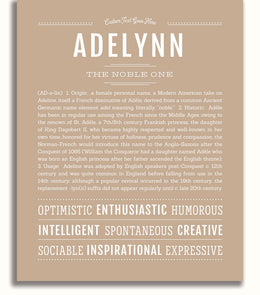 Adelynn Personalized Name Meaning Art Prints – Name Stories