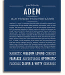 Adem Personalized Name Meaning Art Prints – Name Stories
