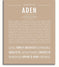 Aden Personalized Name Meaning Art Prints – Name Stories
