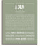 Aden Personalized Name Meaning Art Prints – Name Stories