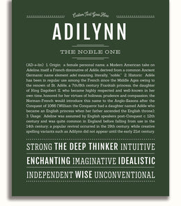 Adilynn Personalized Name Meaning Art Prints – Name Stories
