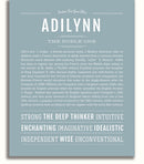 Adilynn Personalized Name Meaning Art Prints – Name Stories