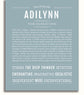 Adilynn Personalized Name Meaning Art Prints – Name Stories