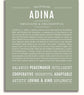 Adina Personalized Name Meaning Art Prints – Name Stories