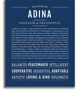 Adina Personalized Name Meaning Art Prints – Name Stories