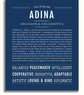 Adina Personalized Name Meaning Art Prints – Name Stories