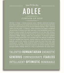 Adlee Personalized Name Meaning Art Prints – Name Stories