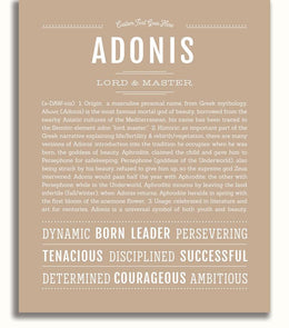 Adonis Personalized Name Meaning Art Prints – Name Stories