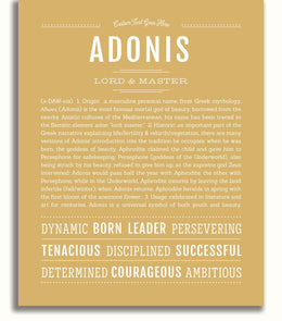 Adonis Personalized Name Meaning Art Prints – Name Stories