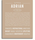Adrian Personalized Name Meaning Art Prints – Name Stories
